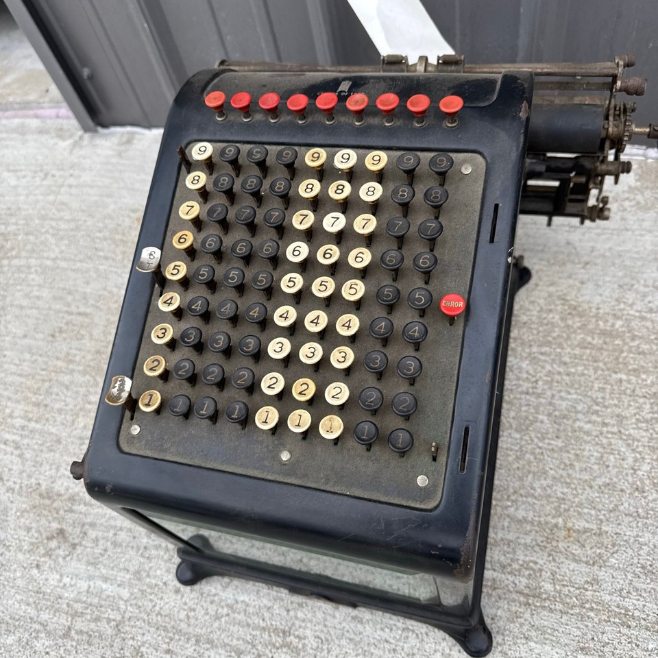 VTG Burroughs Beveled Glass See Through Adding Machine No. 9 Hand Crank ...