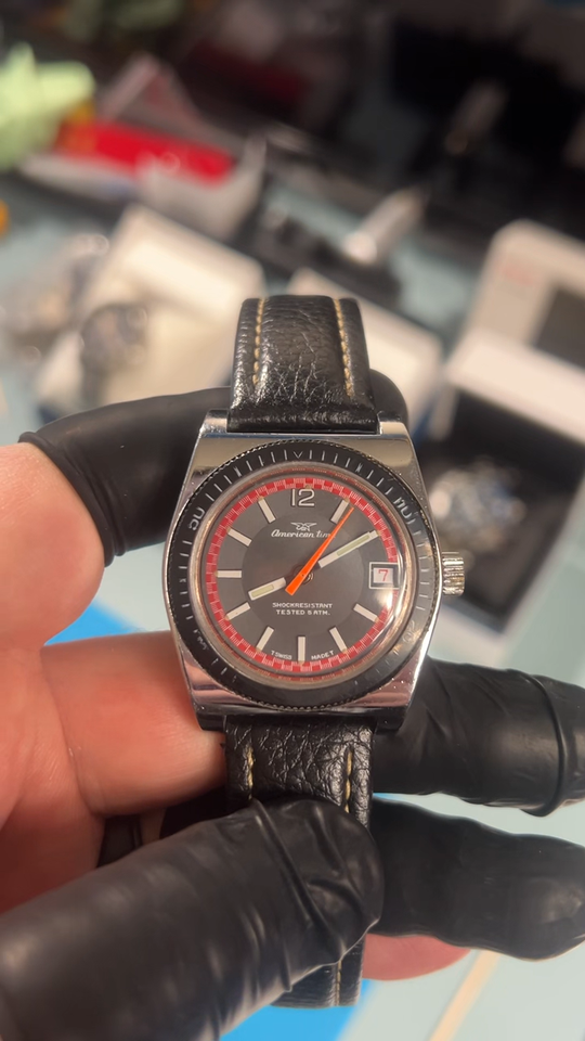1970's American Time Swiss Skin Diver Manual Wind Mens Vintage Watch | eBay