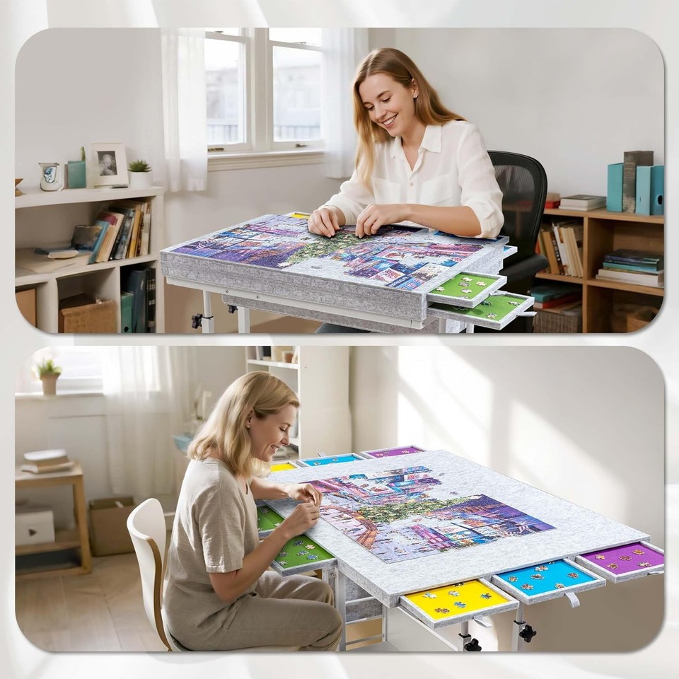 2000 Piece Foldable Felt Jigsaw Puzzle Table with Height Adjustment ...