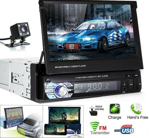 Single 1Din 7" Flip Out Car Stereo Stereo Touch Screen BT USB AUX ...