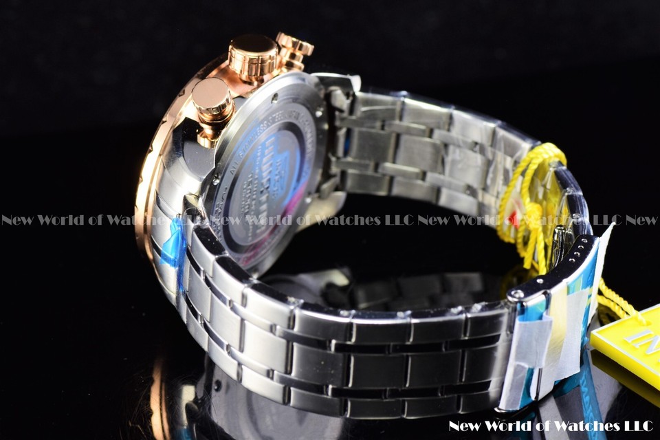 Invicta Men's Aviator Blue Dial Rose Gold Stainless Steel Chronograph ...