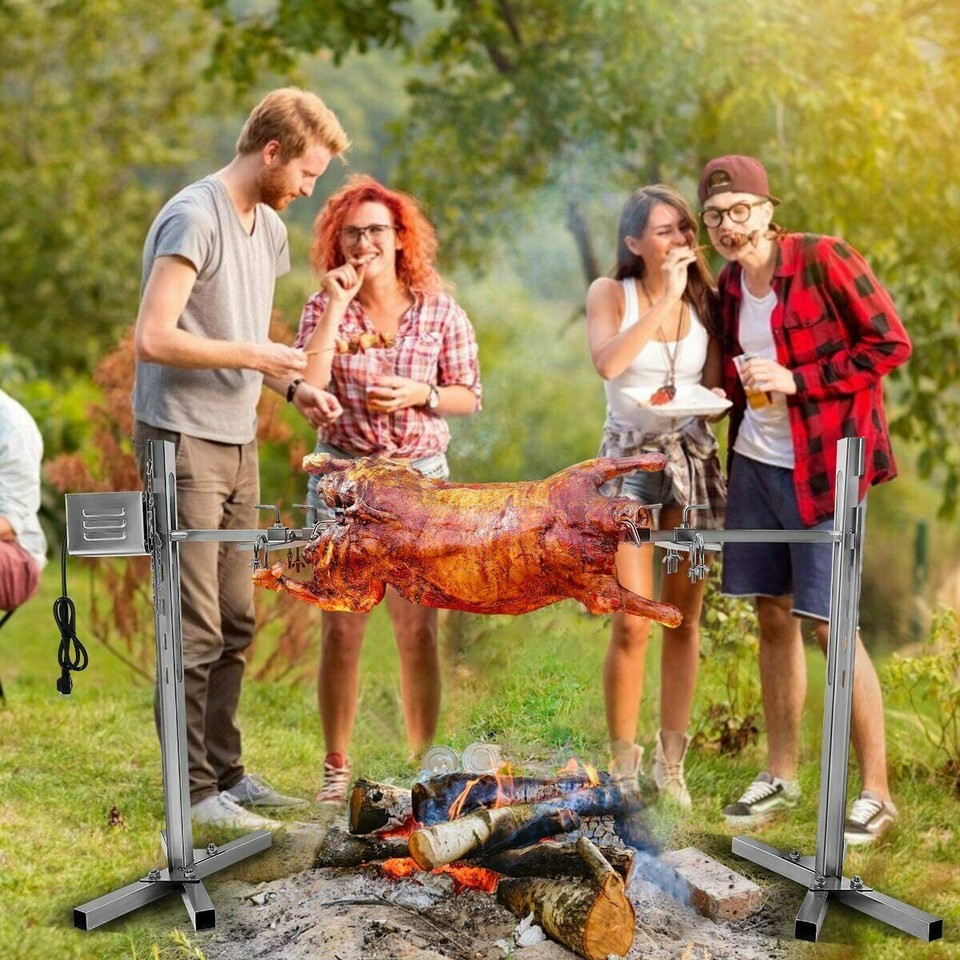 51" BBQ Barbecue Rotating Motor Rotisserie Spit Roaster Outdoor ...