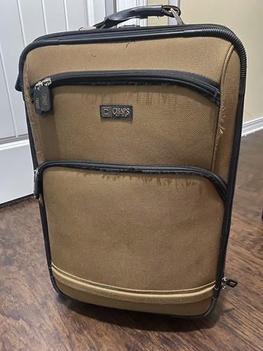 Vintage Ralph Lauren Chaps Rolling Carry On Suitcase Canvas Leather Tan ...