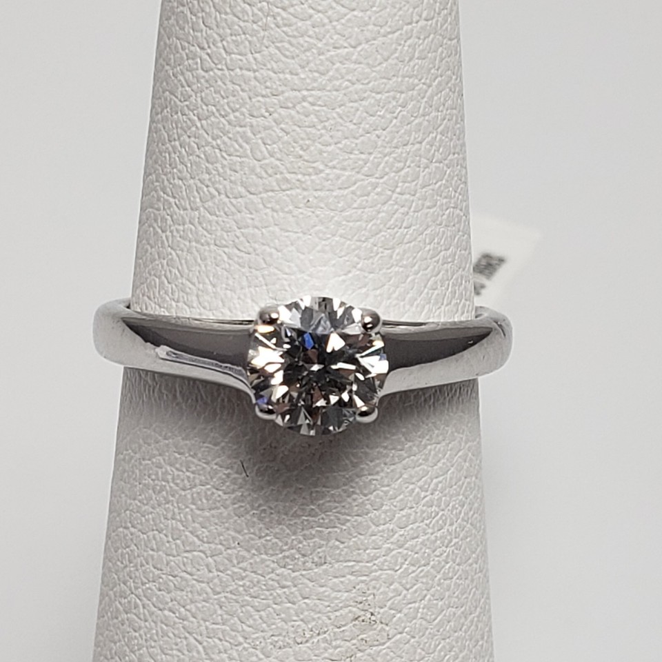 Tolkowsky 14k White Gold GSI Cert .72ct RBC Diamond Engagement Ring 5.5 ...