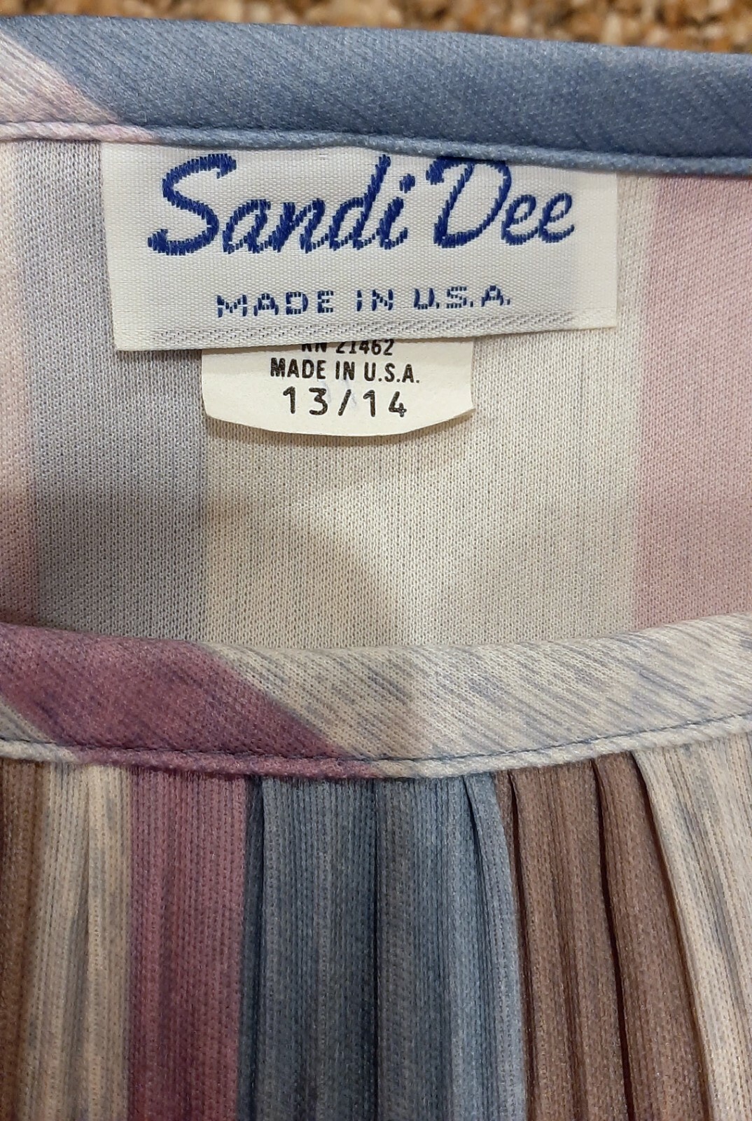 Vintage 1970s 1980s Sandi Dee Dress 3/4 Sleeve Pleate… - Gem