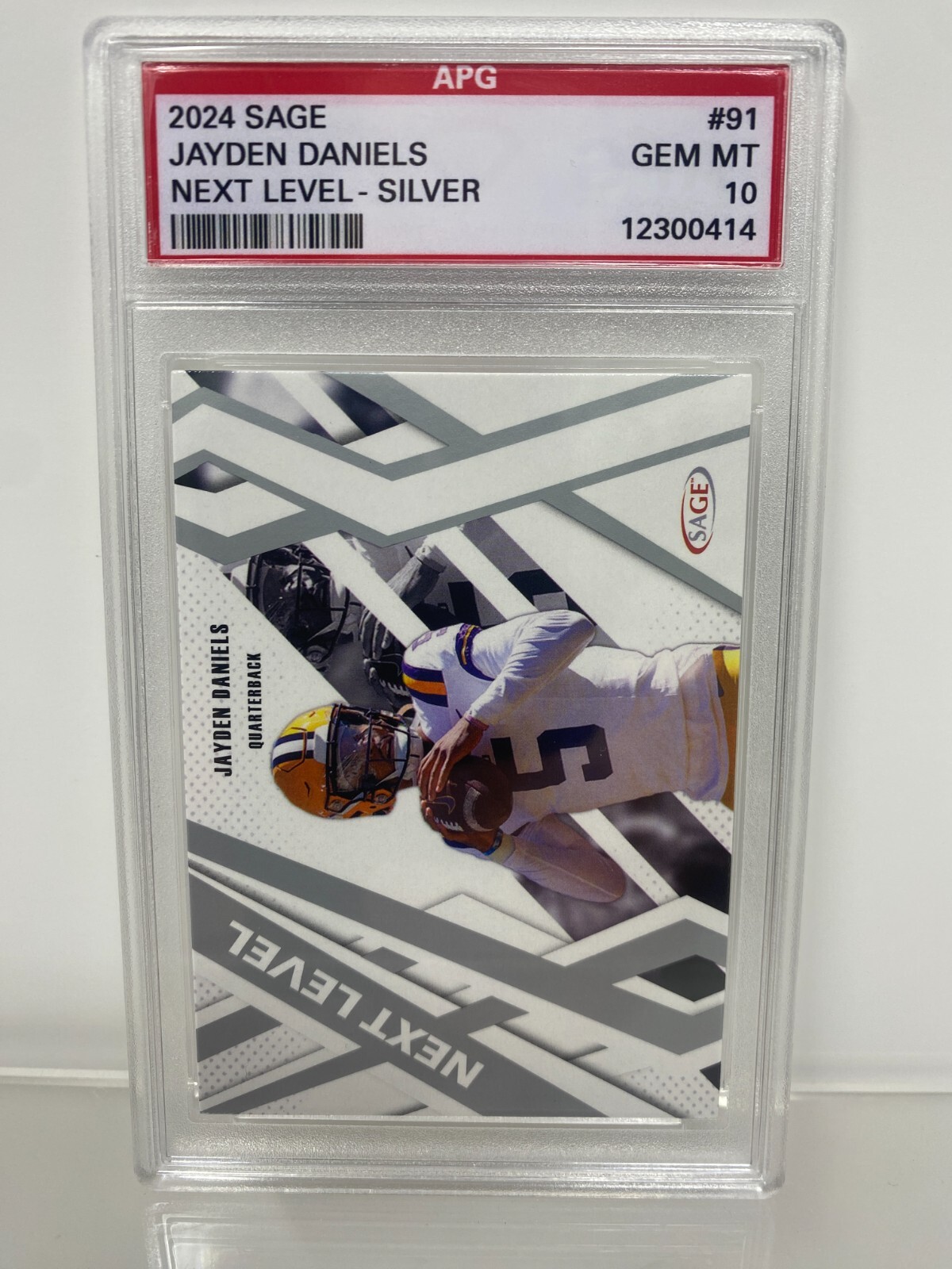 Jayden Daniels 2024 Sage Next Level Silver Rookie #91 APG Graded Gem ...