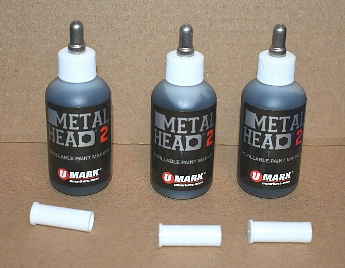 3 Metal Head2 Paint Markers 2 Oz Black Industrial Junk Yard Crafts Auto ...
