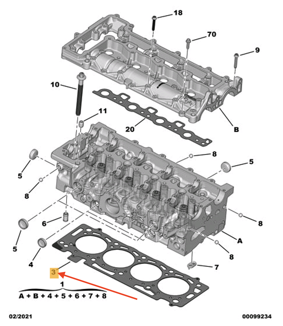 PEUGEOT 3008 Engine Cylinder Head Gasket 9807092280 NEW GENUINE | eBay