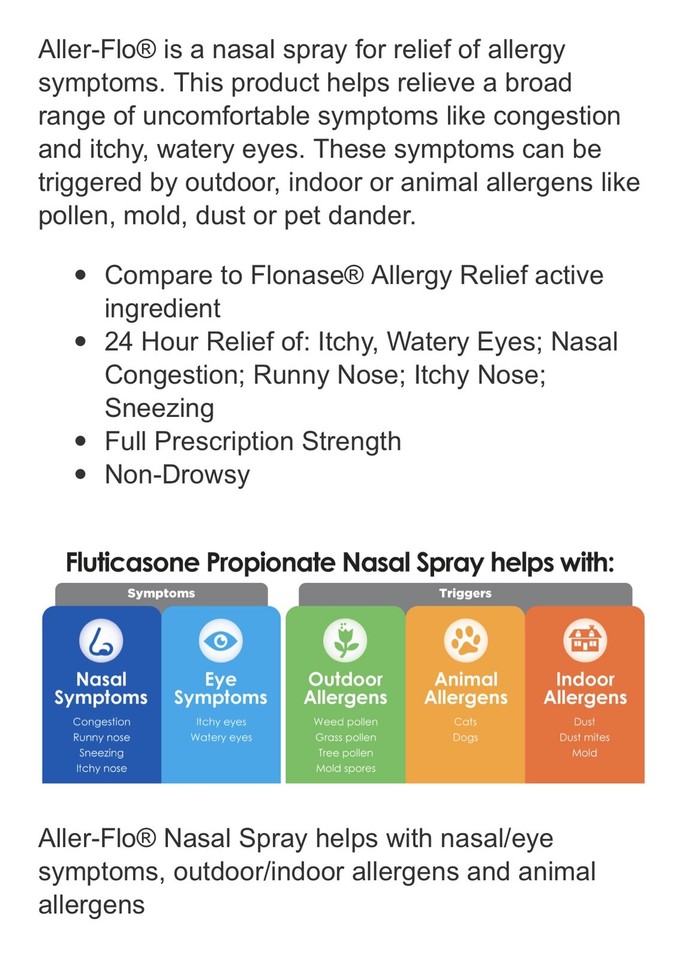 Kirkland Signature Aller-Flo 50mcg. Allergy Spray, 720 Metered Sprays ...