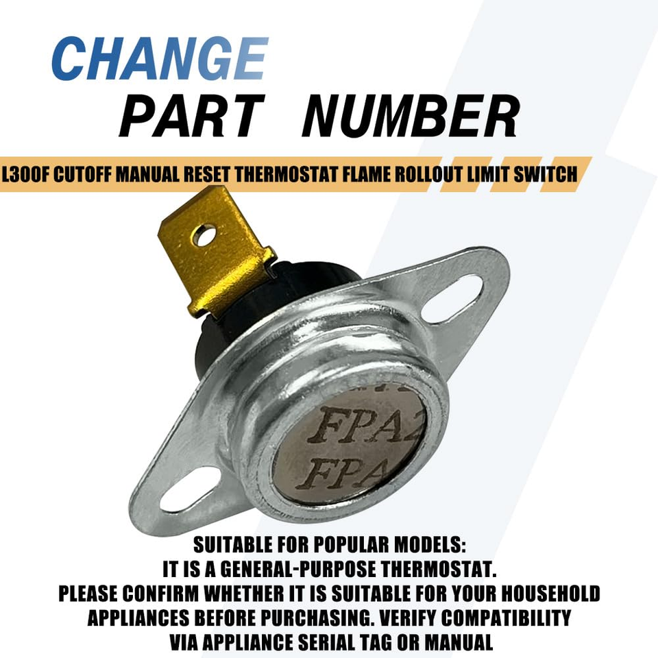3-Pack L300F Cutoff Manual Reset Thermostat Flame Rollout Limit Switch ...