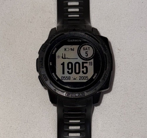 Garmin Instinct Solar GPS Smartwatch Black Rugged Outdoor Watch | eBay