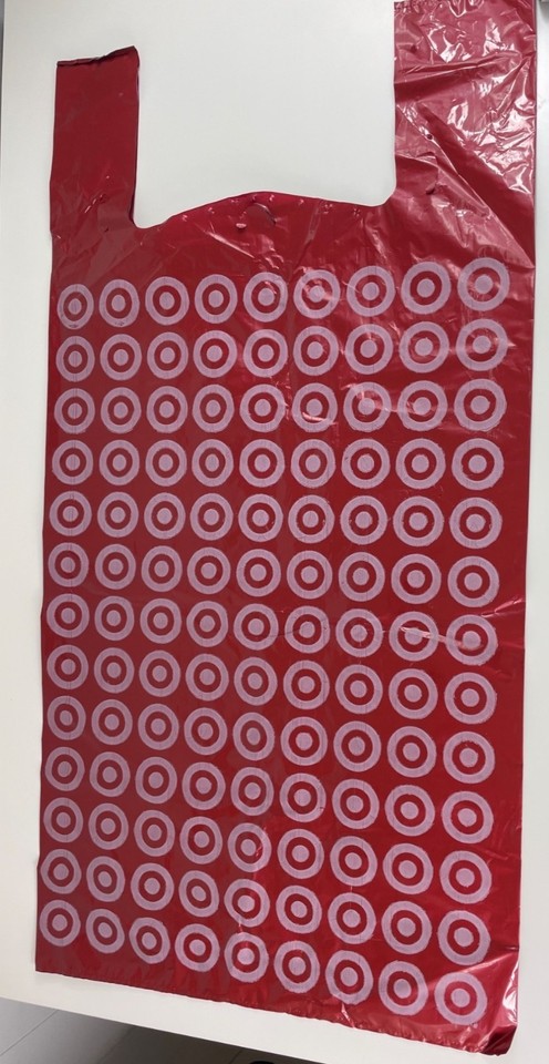 Target Red & White Bullseye Plastic Shopping Grocery Bag Sack Large 34 ...