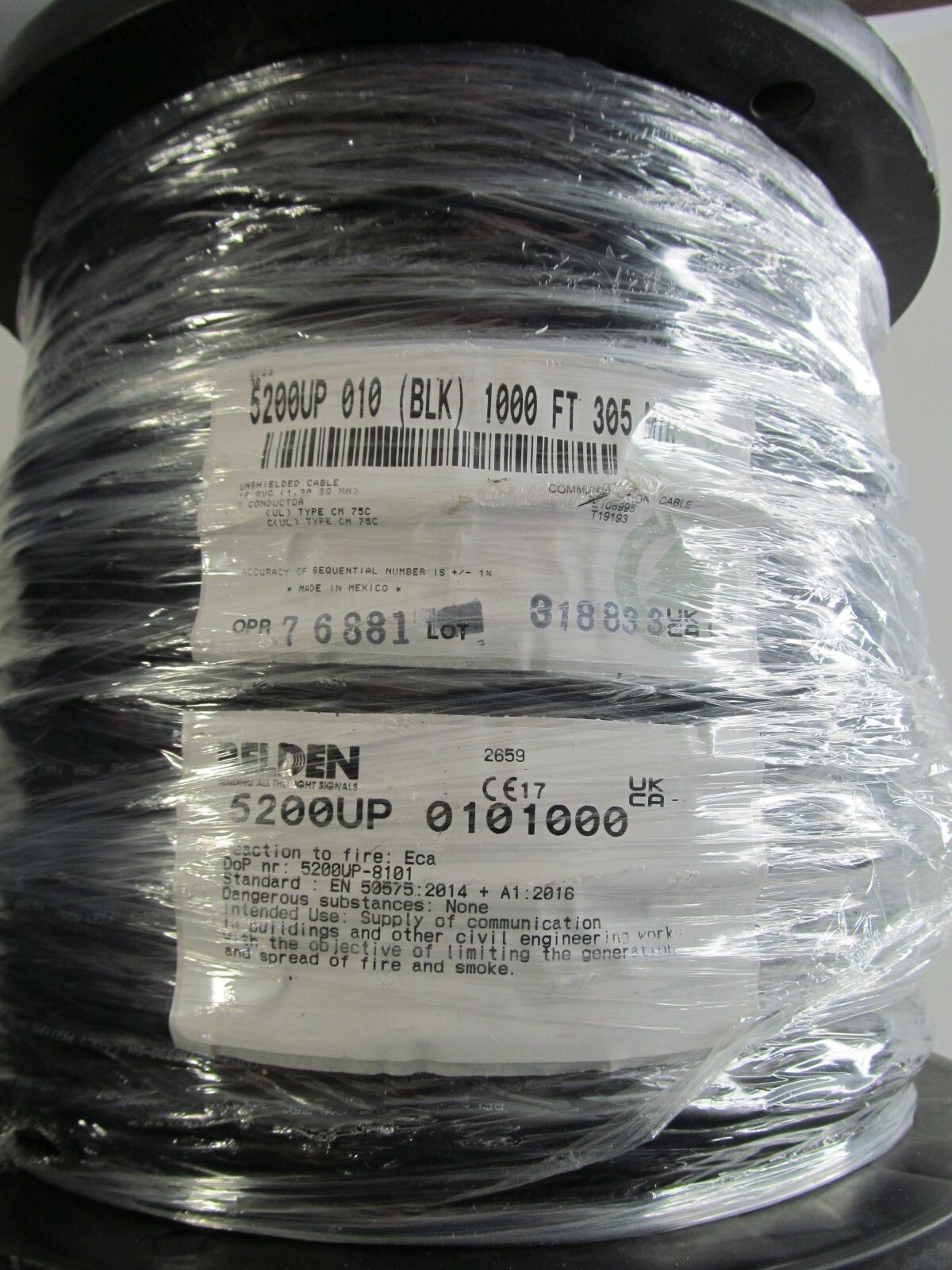 1000ft SPOOL BELDEN 5200UP HI-FLEX SPEAKER WIRE/ CABLE 16-AWG 2C ...