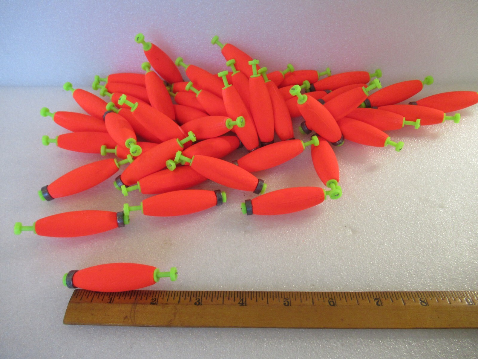 50 2.0" FISHING BOBBERS Small Cigar Floats Weighted Foam Snap on Float ...