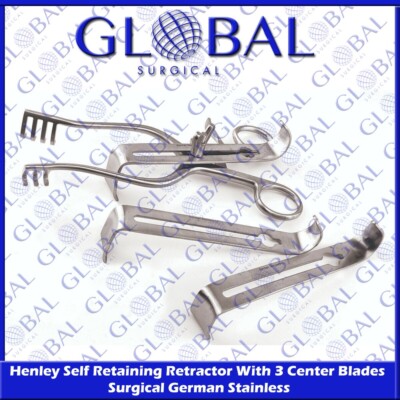 Henley Self Retaining Retractor With 3 Center Blades Surgical German ...
