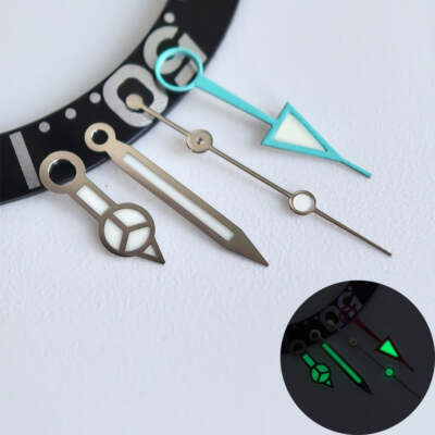 8x12x12.5x13mm Green Lume Silver Trim Blue GMT Hands Watch Hands for ...
