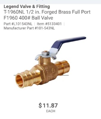 2 Pack Legend T-1960NL Full Port Pex Ball Valves 101-543NL 1/2" 400 WOG ...