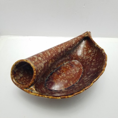 Vtg MCM Ceramic Decorative Bowl Art Pottery Drip Swirl Glaze Conch ...