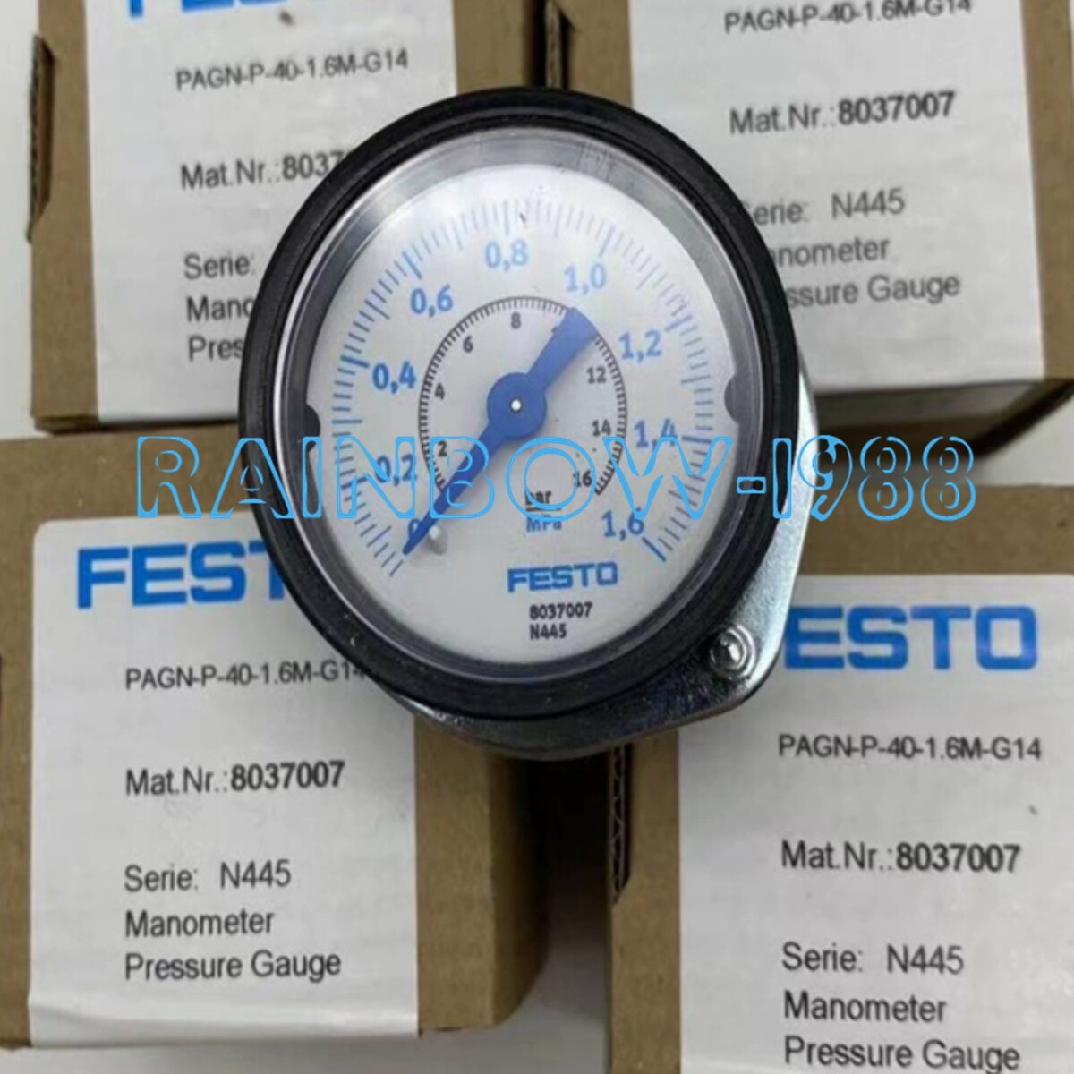 Qty:1 FOR FESTO 40 dial 1.6Mpa range pressure gauge PAGN-P-40-1.6M-G14 ...