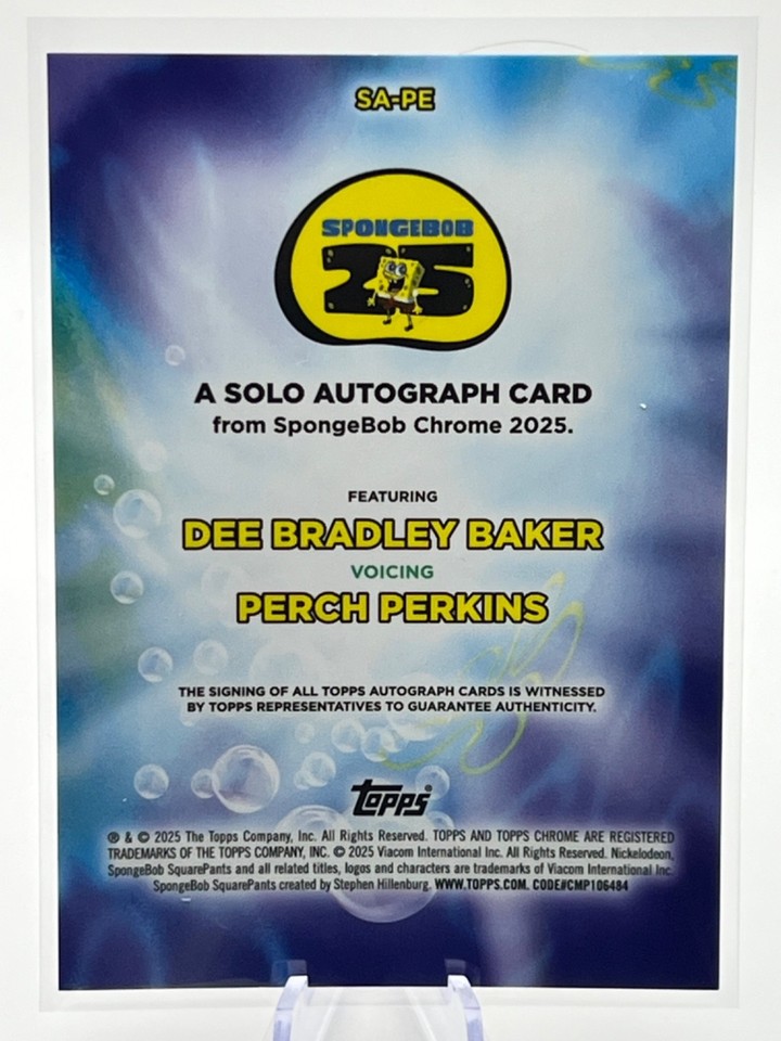 2025 Topps Chrome SpongeBob Dee Bradley Baker Perch Perkins Auto | eBay