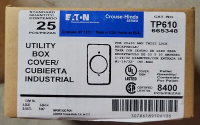 25 New Eaton Crouse Hinds TP610 665348 Utility Cover For 20&30 Amp ...