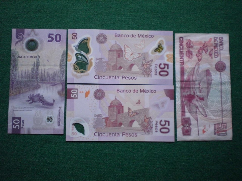 México 50 pesos 4 notes 4 Dif types, polymer 3 UNC | eBay