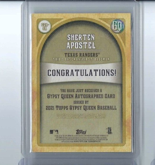 Sherten Apostel- 2021 Topps Gypsy Queen Rookie Card Auto #GQA-SA Texas ...