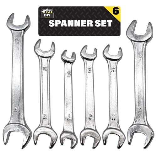 6PC Metric Open End Spanner Set 6mm - 17mm Double Ended DIY Garage ...