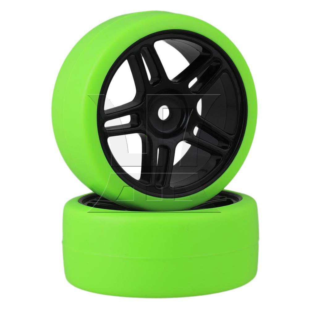 4x Drift Smooth Tires Pentagram Rims for RC1:10 On Road Car Green ...