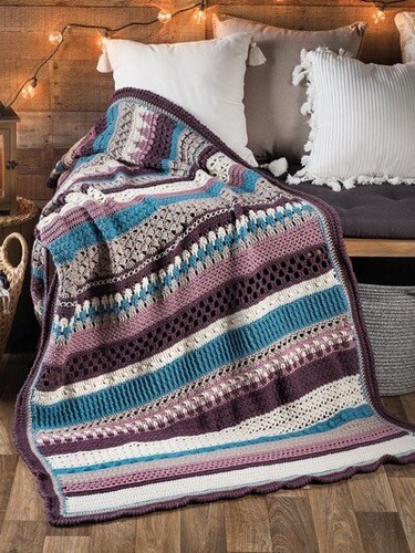 Annie's Crochet Striped Afghan • Plumberry Sampler • CAS206L • Stripes ...