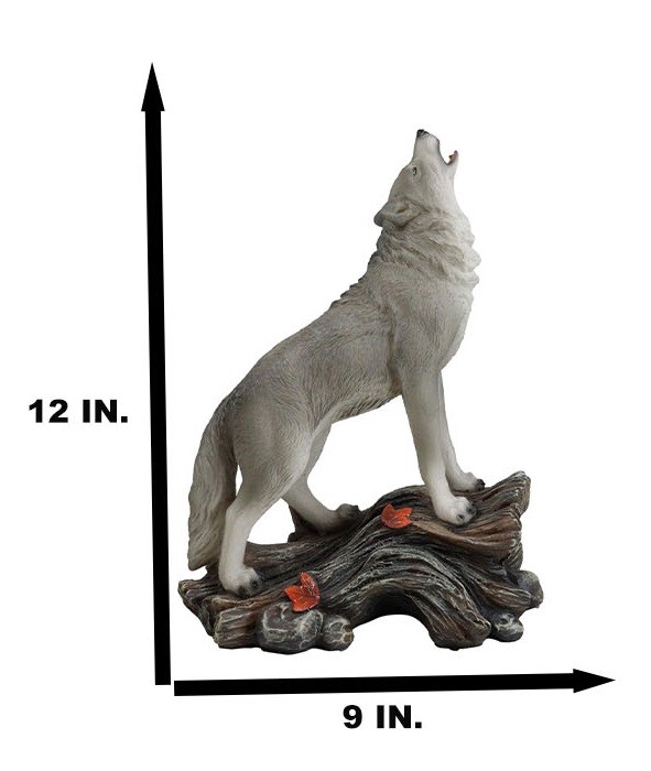 Large Cries Of The Night Howling Alpha Gray Wolf Statue 12"H Spirit ...