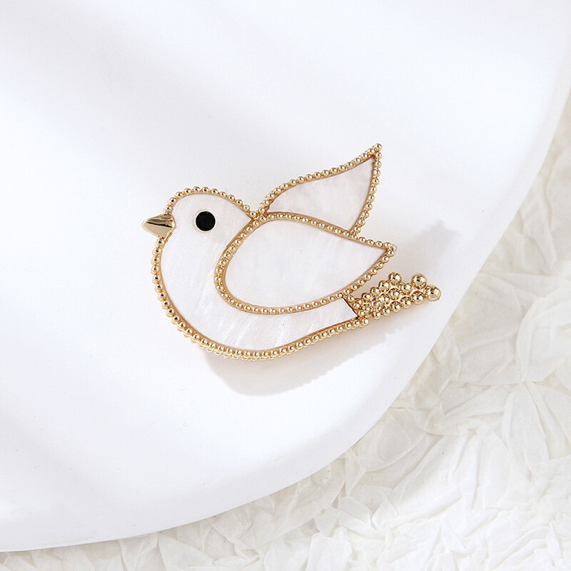 White Enamel Bird Brooch Dove of peace Brooch For Party Banquet ...