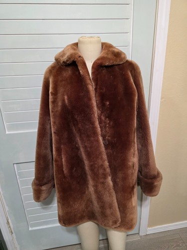 RARE real MOUTON LAMB Vtg 1950s LASKIN Fur Coat. SKINNER Satin Lining ...