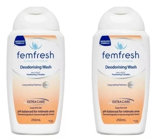 2 X Femfresh Intimate Hygiene Deodorising Wash Gel 250mL Soap-Free PH ...