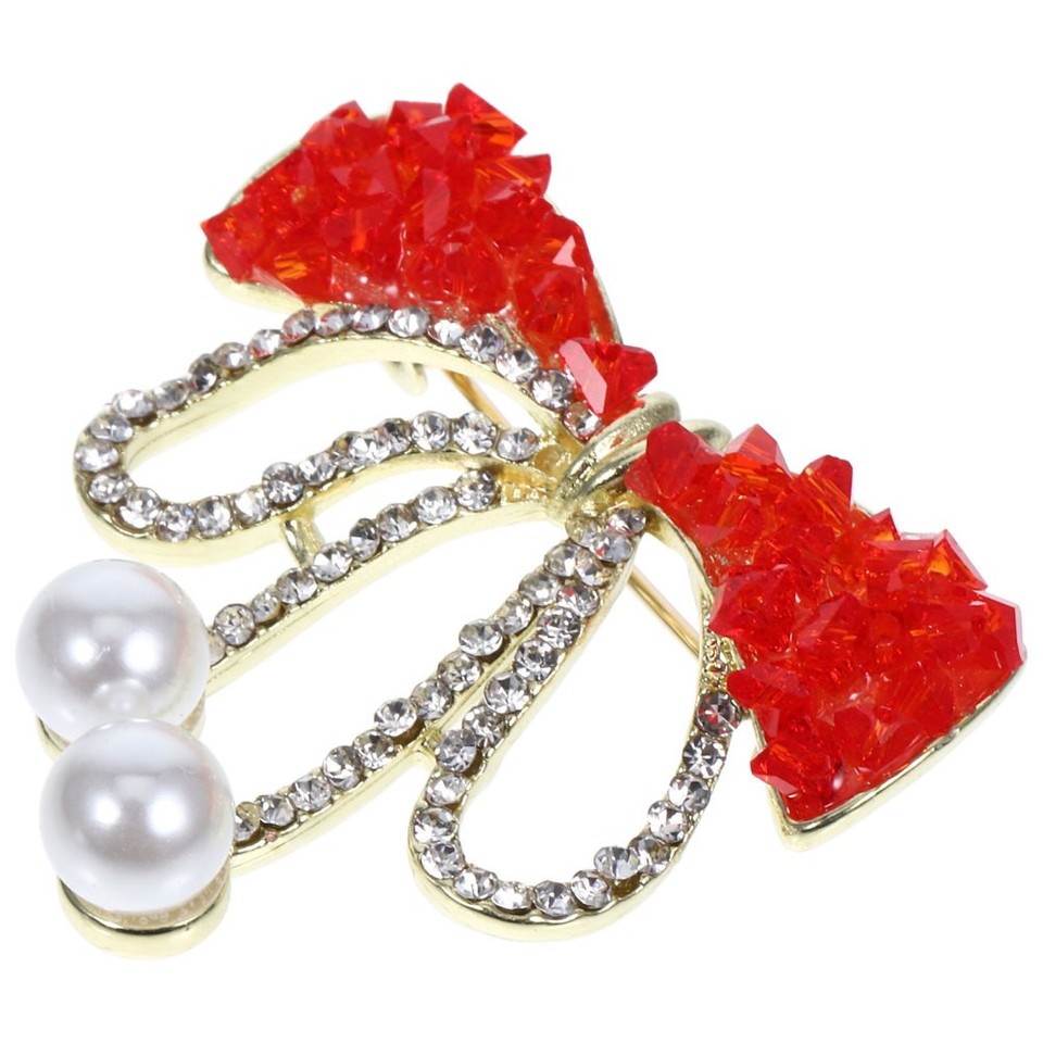 Pin Brooch Bowknot Brooches for Women Fashion Alloy Rhinestone Collar ...