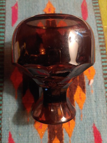 Heavy Art Glass Ruby Red Amberina Rose Bowl Pedastal Center Vase Modern ...