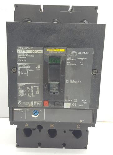Square D JD 250 Powerpact JDA36175 Circuit Breaker 175 Amp 3 Pole | eBay UK