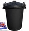 110L 85L 70L 50L BLACK DUSTBIN WITH LOCKING LOCKABLE HANDLES RUBBISH ...