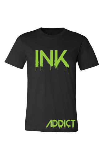 NEW InkAddict UNISEX INK DRIP Tee Shirt BLACK/GREEN SMALL-4XLARGE ...