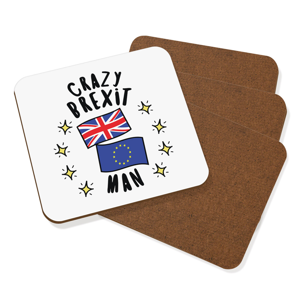 Crazy Brexit Man Coaster Drinks Mat Set Of 4 Funny Political Britain ...