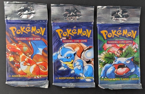 1999 Pokemon Base Set Booster Pack Sealed Art Set Long Crimp - 3 Packs ...