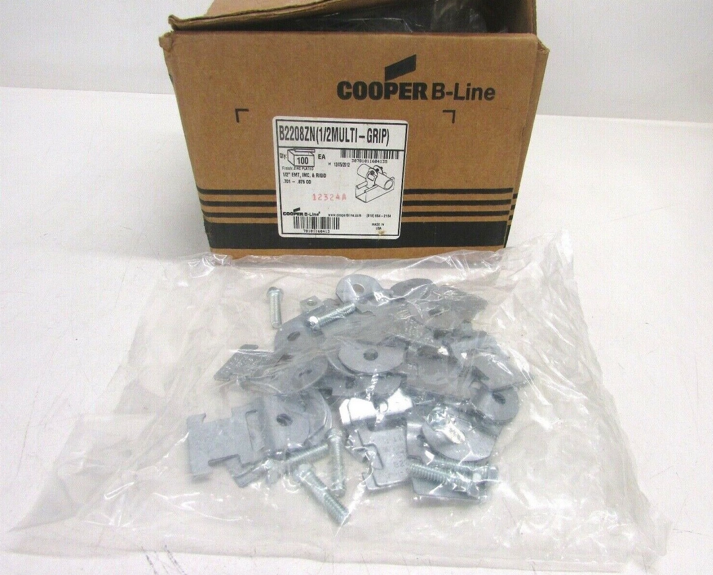NOS! (10) COOPER B-LINE 1/2" MULTI-GRIP EMT PIPE CLAMPS, ZINC PLATED ...