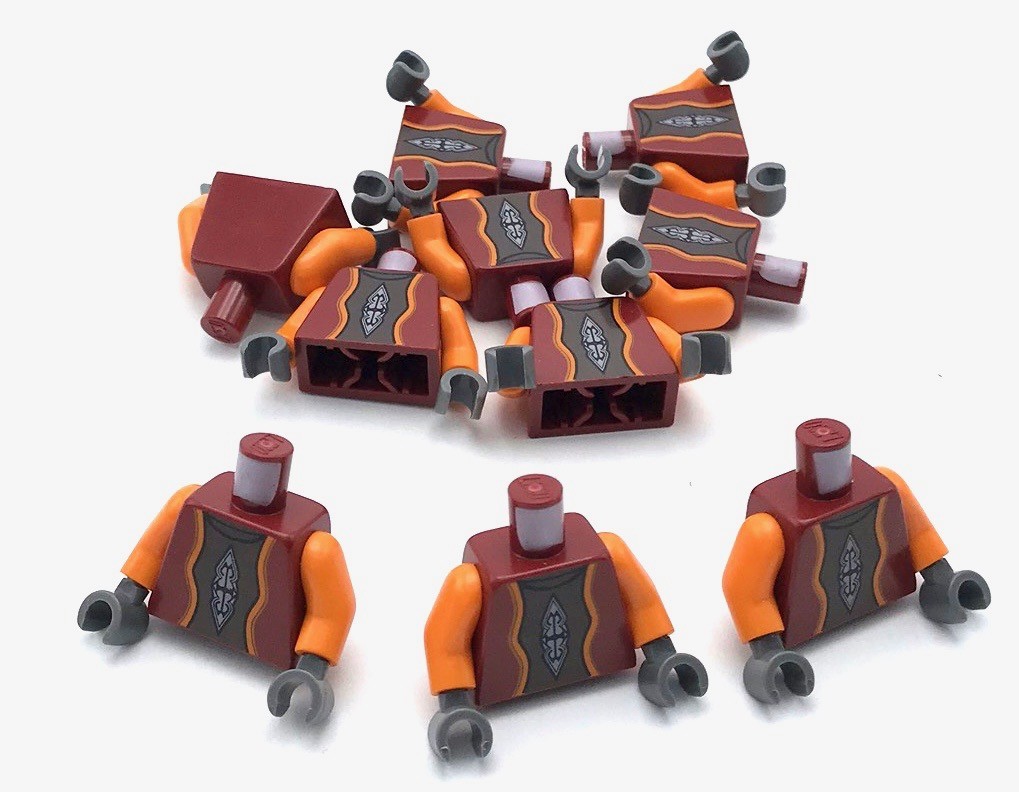 Lego 10 Dark Red Torso Star Wars Neimoidian Viceroy Pattern Orange Arms ...