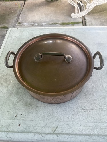Vintage French Copper Dutch Oven Stew Pot Hammered Finish | eBay