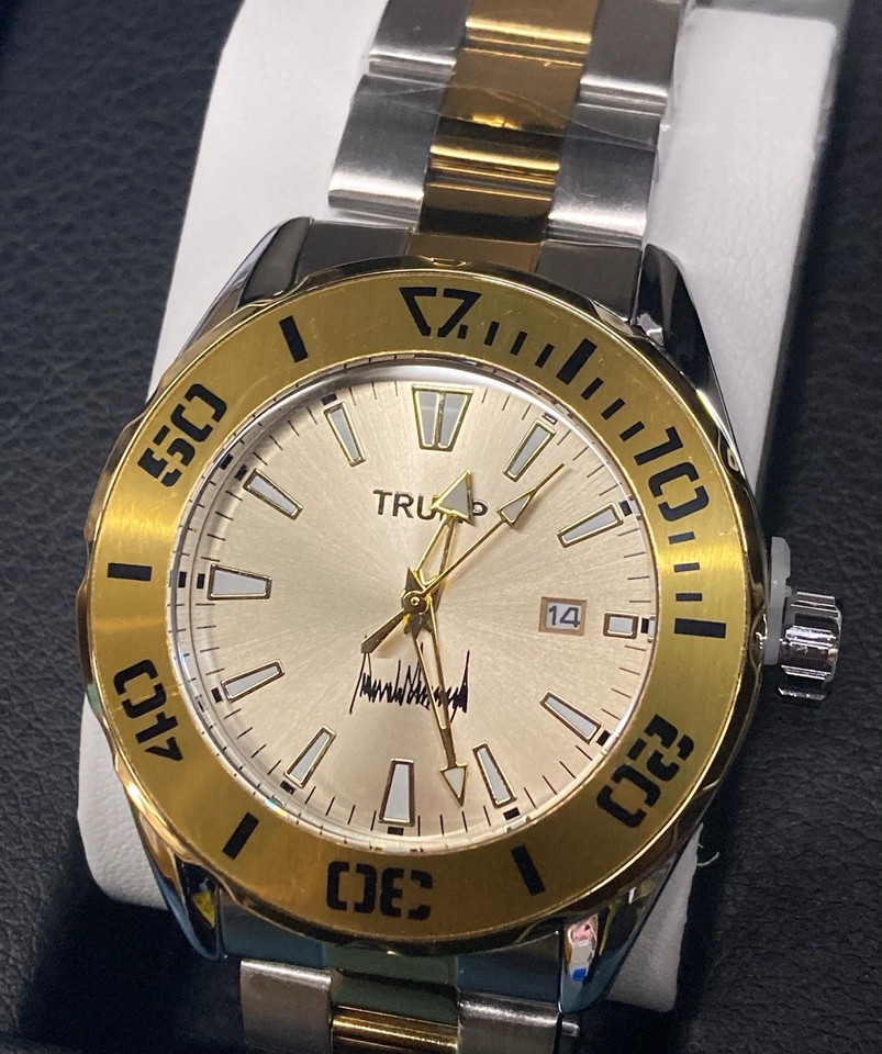 Donald Trump Signature Two Tone Gold Dial 3-Hand Date Watch, Limited ...