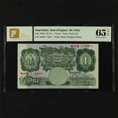 1950 Great Britain Bank of England 1 Pound Pick#369b Rotator Digits S/N ...