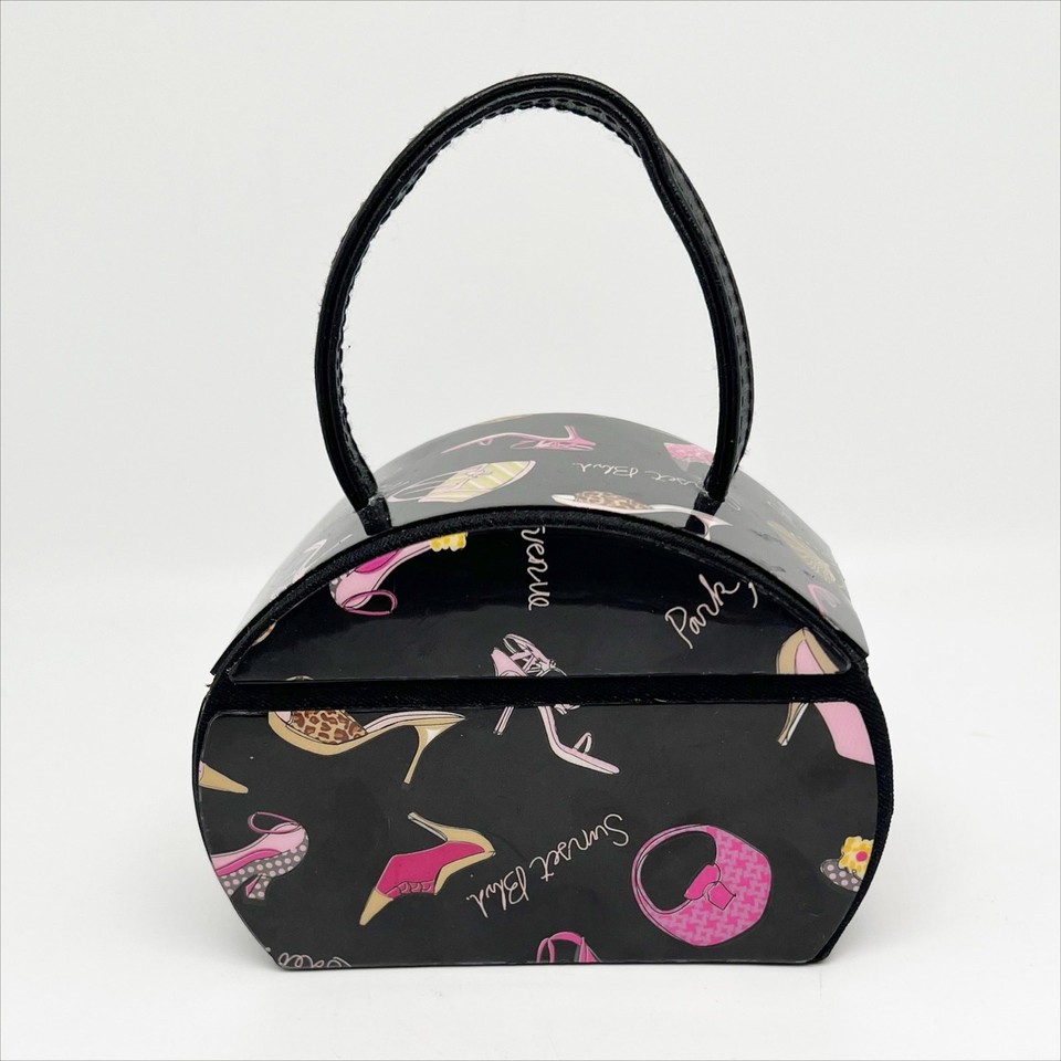 New Fashion Inspired Mini Travel Vinyl Jewelry Box Case Black and Pink ...