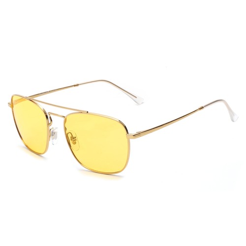 Retro Square Aviator Sunglasses Night Driving Lens Flat Metal Eyewear ...