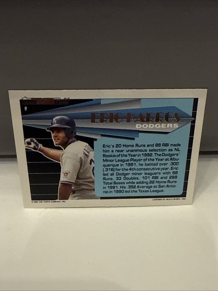 1993 Topps - Black Gold Eric Karros #9 Prizes | eBay