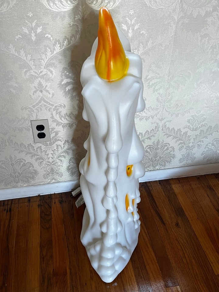 36" Blow Mold Halloween 2 Sided Melting Ghost Face Candle General Foam ...